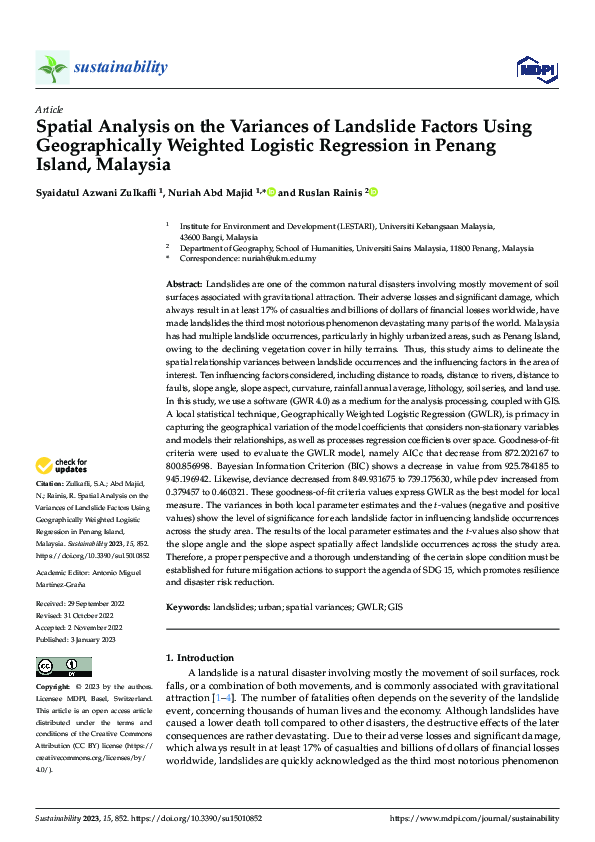 (PDF) Spatial Analysis on the Variances of Landslide Factors Using Geographically Weighted ...