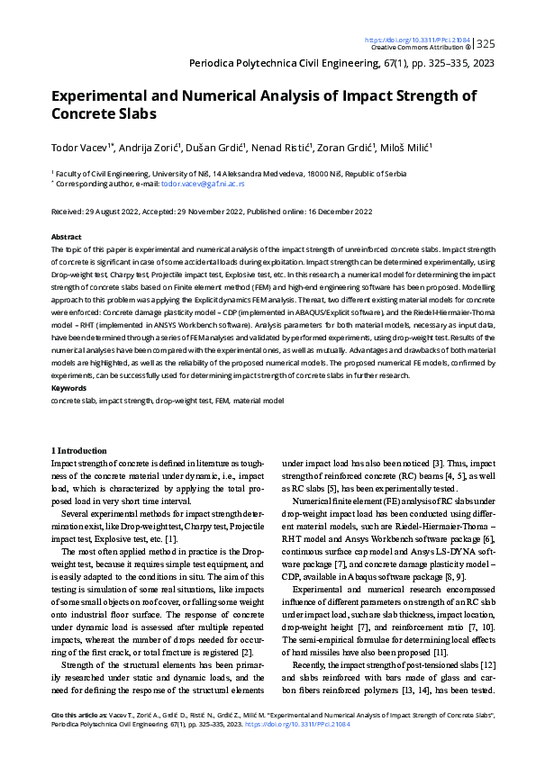 (PDF) Experimental and Numerical Analysis of Impact Strength of ...
