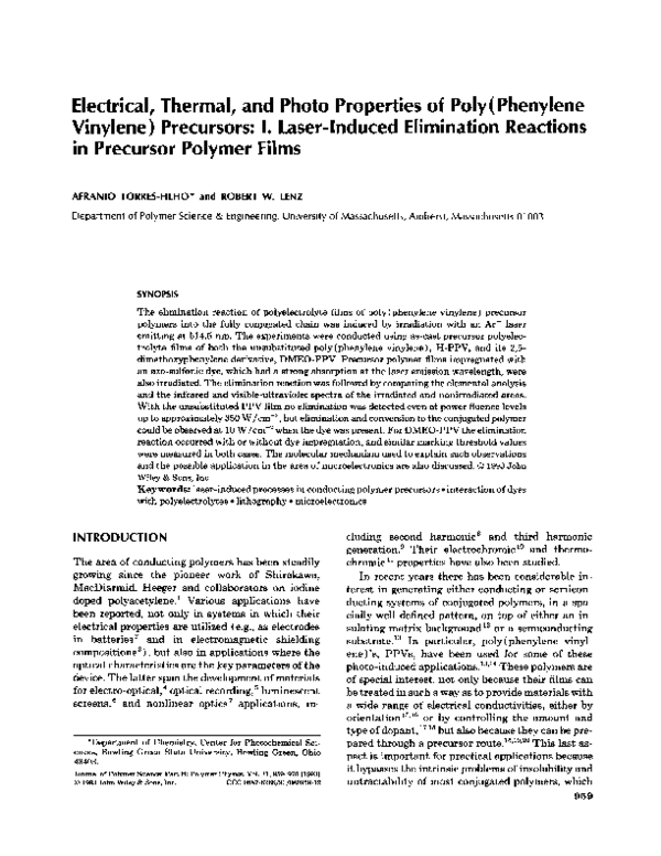 (PDF) Electrical, thermal, and photo properties of poly(phenylene ...