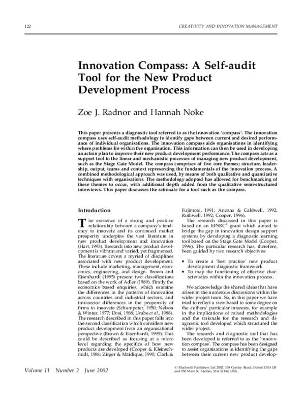 (PDF) Innovation Compass: A Self–audit Tool for the New Product ...