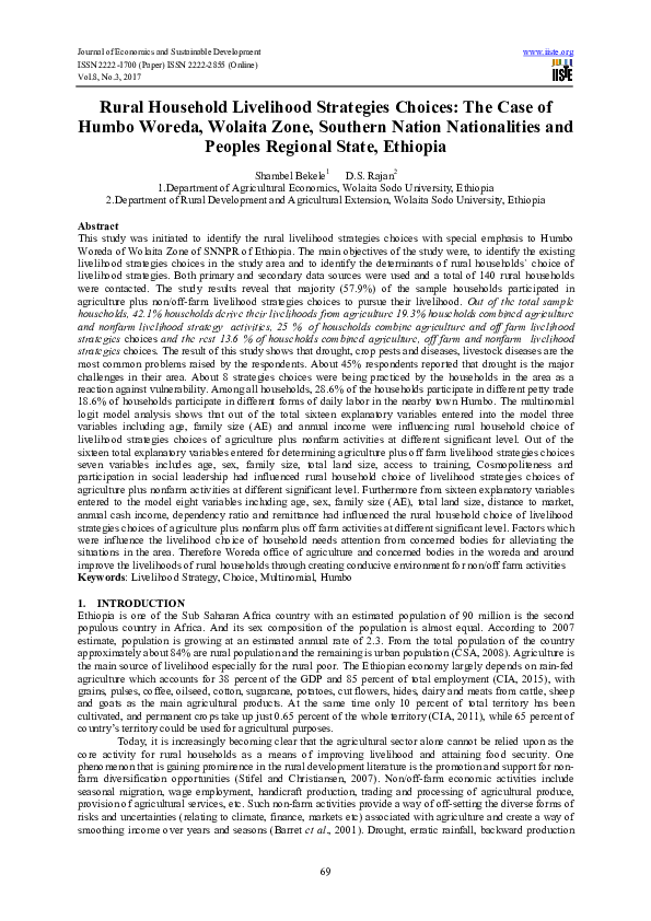 (PDF) Rural Household Livelihood Strategies Choices: The Case of Humbo ...
