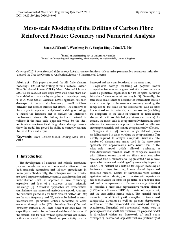 (PDF) Meso-scale Modeling of the Drilling of Carbon Fibre Reinforced ...