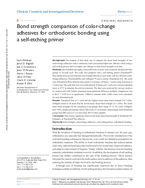 (PDF) Bond strength comparison of color-change adhesives for ...