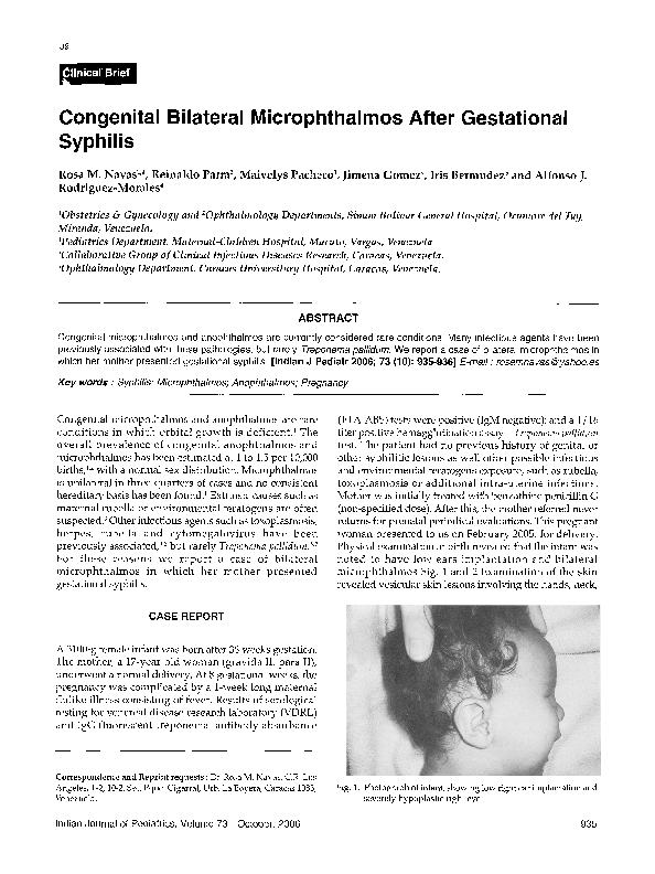 (PDF) Congenital bilateral microphthalmos after gestational syphilis