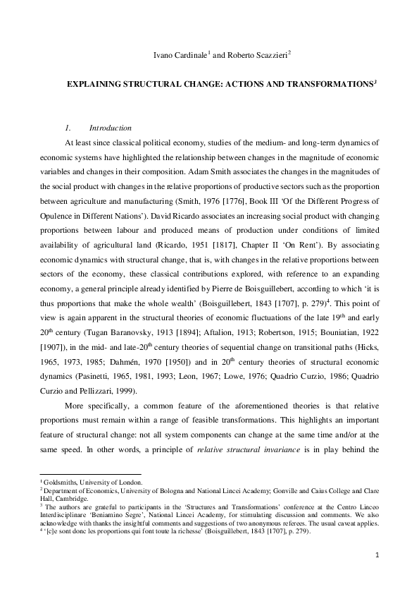 (PDF) Explaining structural change: actions and transformations
