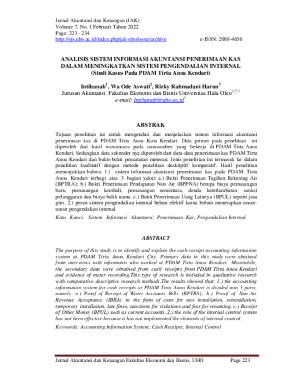 (PDF) ANALISIS SISTEM INFORMASI AKUNTANSI PENERIMAAN KAS DALAM ...