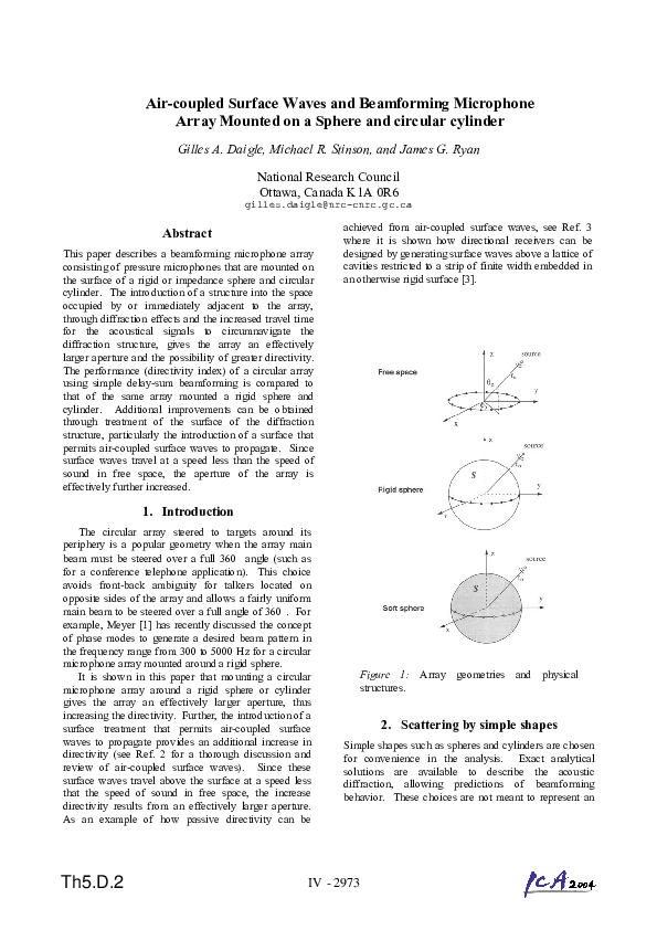 (PDF) Air-coupled Surface Waves and Beamforming Microphone Array Mounted on a Sphere and ...