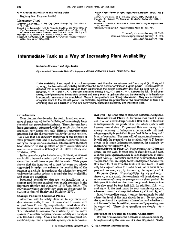 (PDF) Intermediate tank as a way of increasing plant availability