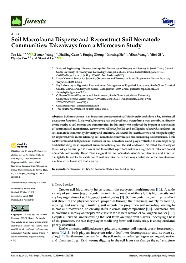 (PDF) Soil Macrofauna Disperse and Reconstruct Soil Nematode ...