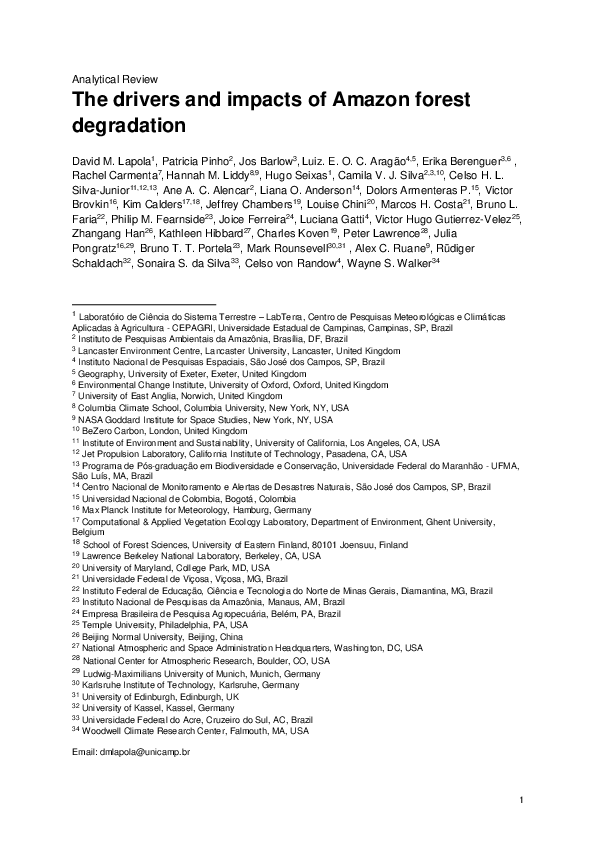 (PDF) The drivers and impacts of Amazon forest degradation