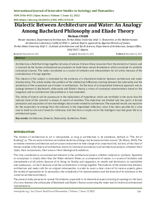 (PDF) Dialectic Between Architecture and Water: An Analogy Among ...