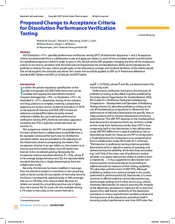 (PDF) Proposed Change to Acceptance Criteria for Dissolution ...