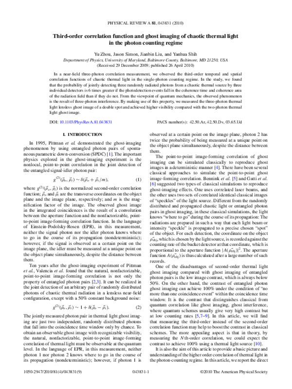 (PDF) Third-order correlation function and ghost imaging of chaotic thermal light in the photon ...
