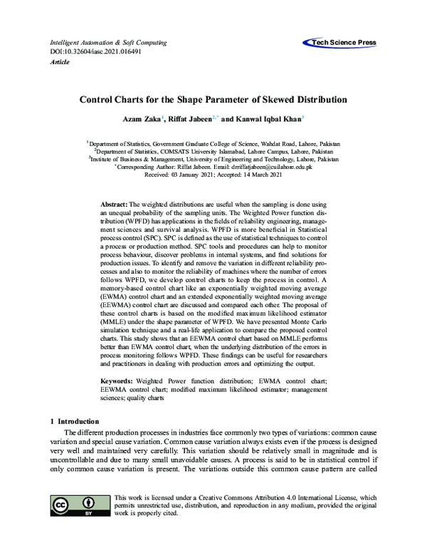 (PDF) Control Charts for Skewed Distribution Analysis
