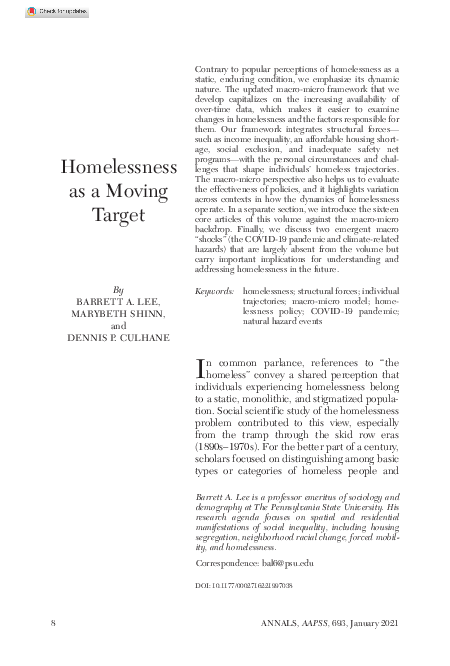 (PDF) Homelessness as a Moving Target
