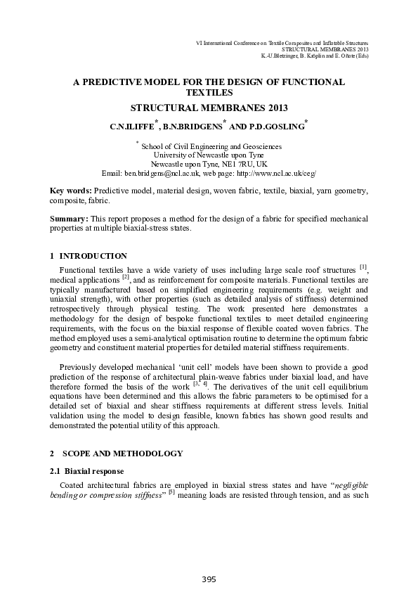 (PDF) A Predictive Model for the Design of Functional Textiles