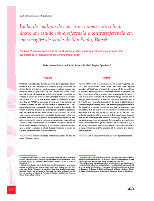 (PDF) Linha de cuidado de câncer de mama e de colo de útero