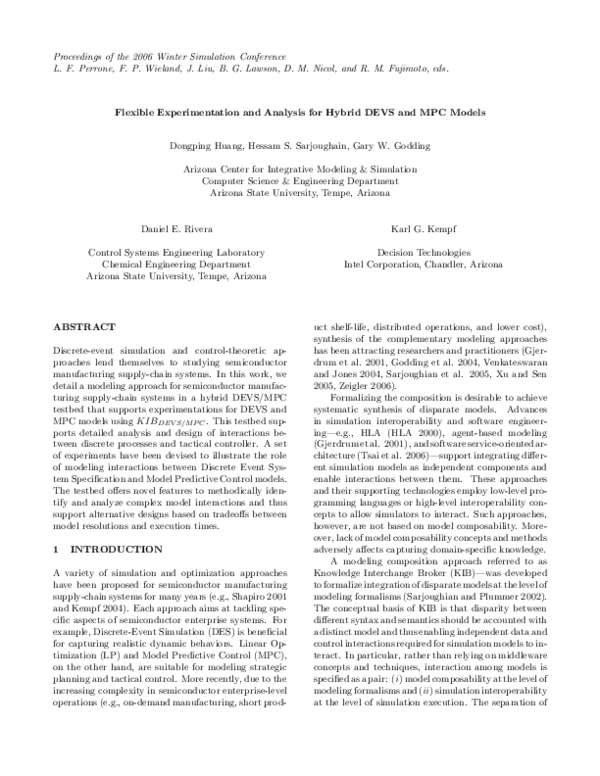(PDF) Flexible experimentation and analysis for hybrid DEVS and MPC models
