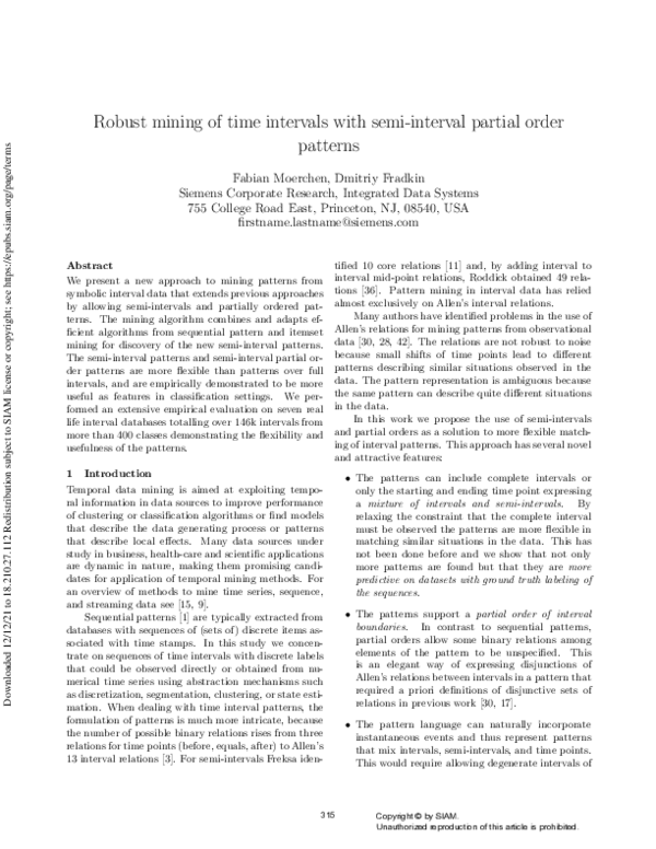 Pdf Robust Mining Of Time Intervals With Semi Interval Partial Order Patterns Dmitriy