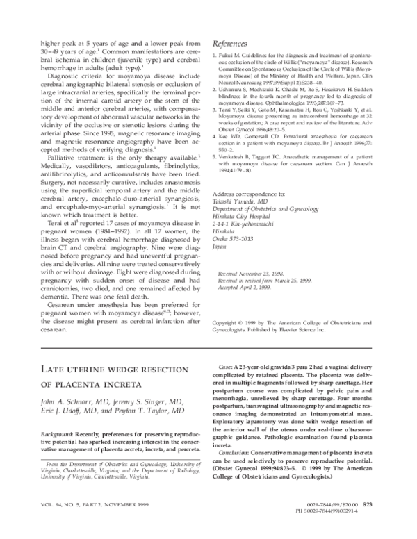 (PDF) Late uterine wedge resection of placenta increta
