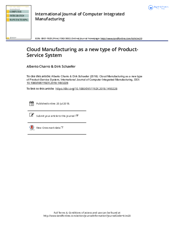 (PDF) Cloud Manufacturing: A Novel Product-Service Business Model