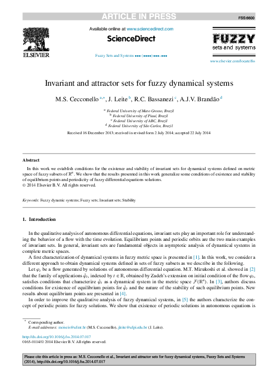 (PDF) Invariant and attractor sets for fuzzy dynamical systems