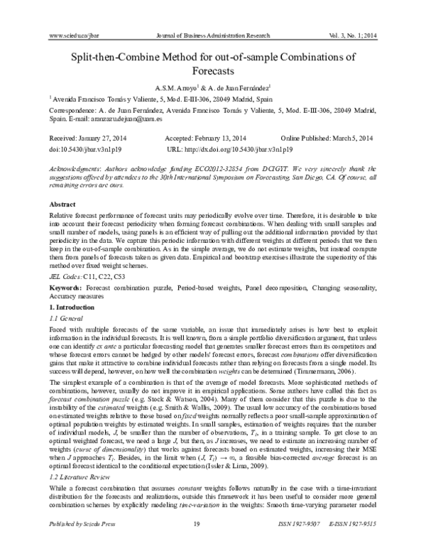 (PDF) Split-then-Combine Method for out-of-sample Combinations of Forecasts