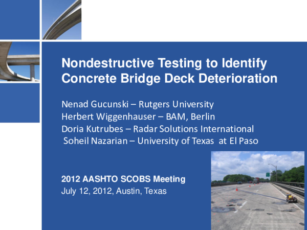 (PDF) Nondestructive Testing to Identify Concrete Bridge Deck Deterioration