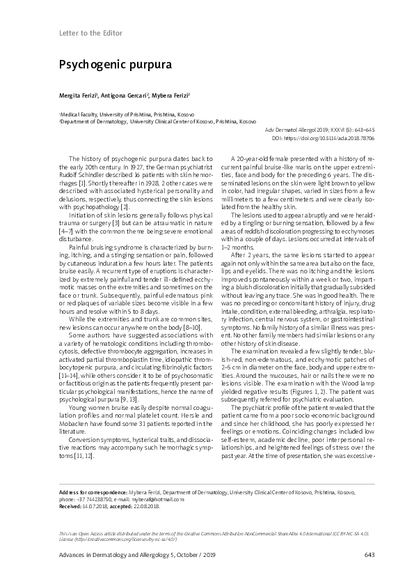 (PDF) Psychogenic purpura