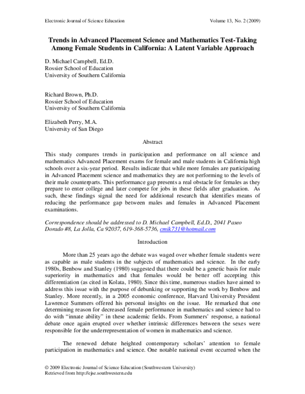 (PDF) Trends in Advanced Placement Science and Mathematics Test-Taking ...