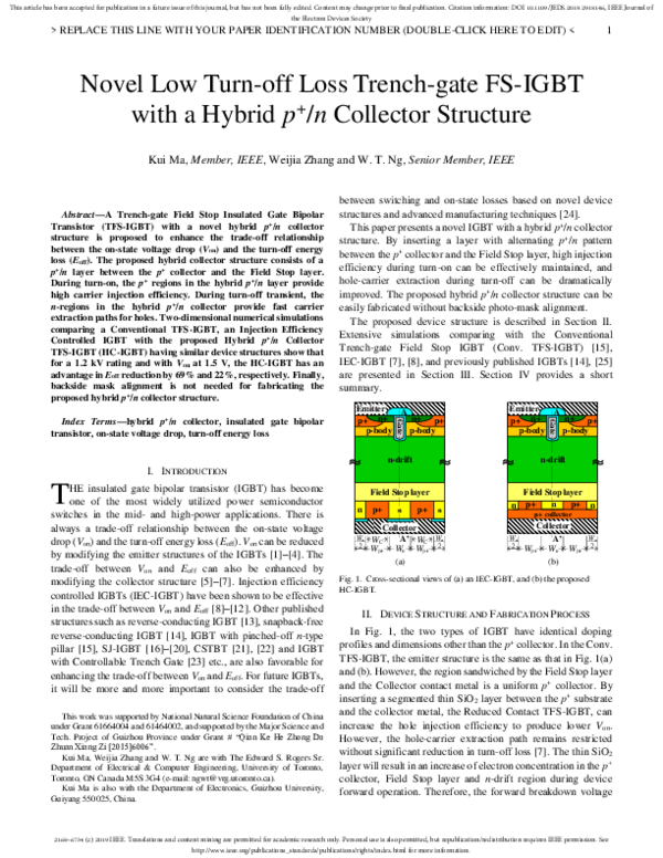 (PDF) Novel Low Turn-off Loss Trench-gate FS-IGBT with a Hybrid p+/n ...