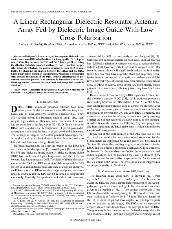 (PDF) A Linear Rectangular Dielectric Resonator Antenna Array Fed by Dielectric Image Guide With ...