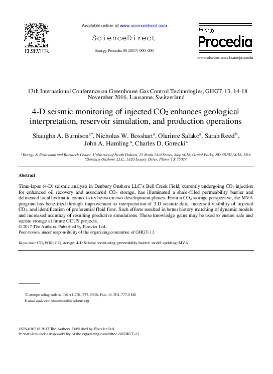 Pdf 4 D Seismic Monitoring Of Injected Co2 Enhances Geological Interpretation Reservoir