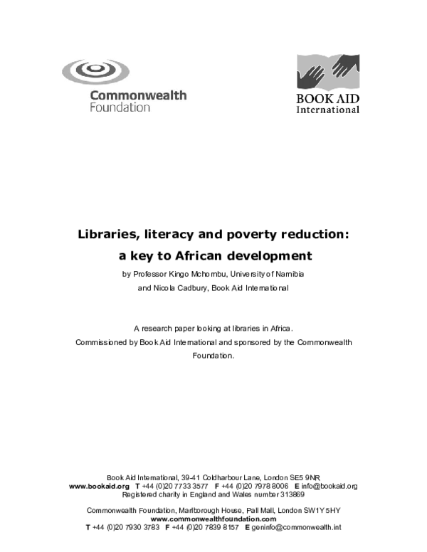 (PDF) Libraries, literacy and poverty reduction: a key to African ...