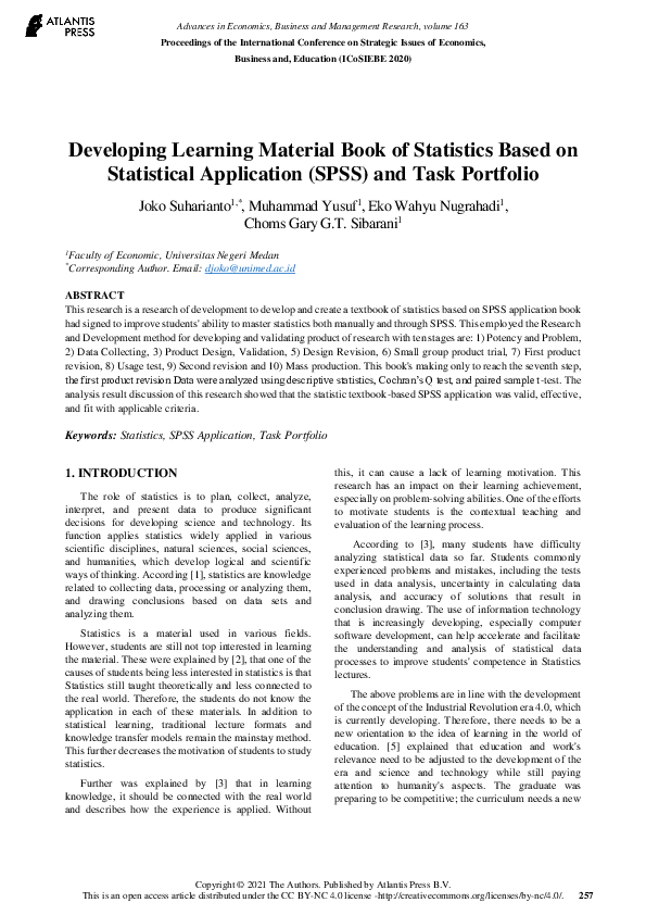 (PDF) Developing Learning Material Book of Statistics Based on ...