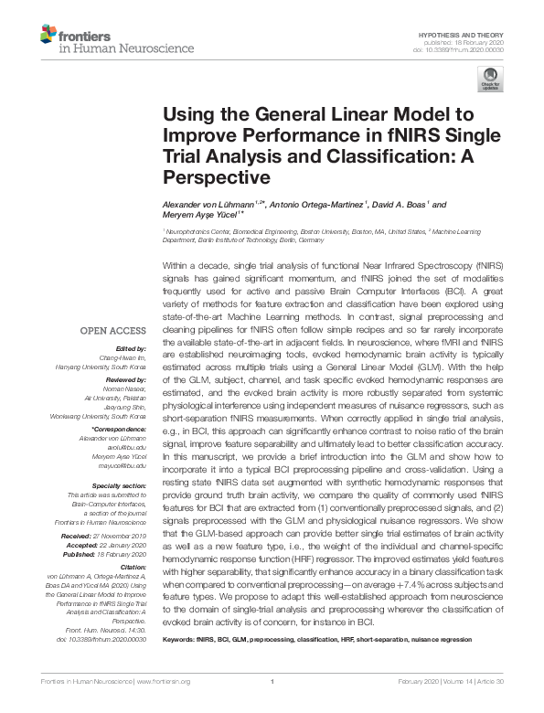 (PDF) Using the General Linear Model to Improve Performance in fNIRS Single Trial Analysis and ...