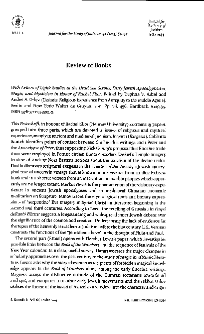 (PDF) With Letters of Light: Studies in the Dead Sea Scrolls, Early Jewish Apocalypticism, Magic ...