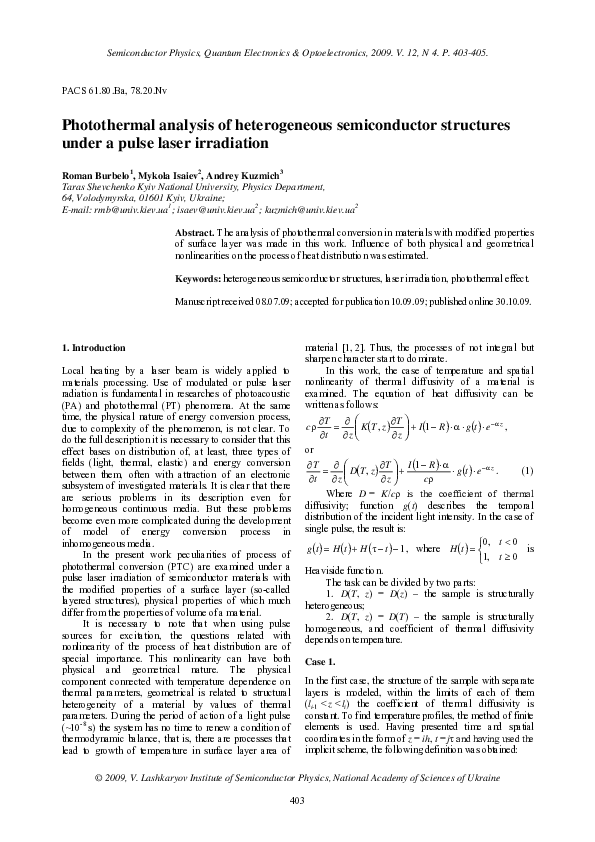 (PDF) Photothermal analysis of heterogeneous semiconductor structures ...