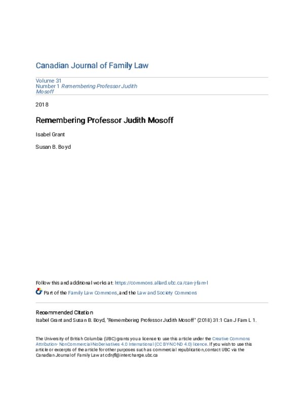 (PDF) Remembering Professor Judith Mosoff