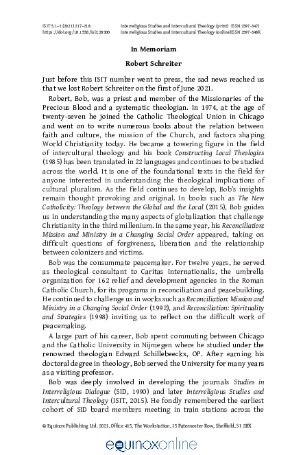 (PDF) Robert Schreiter