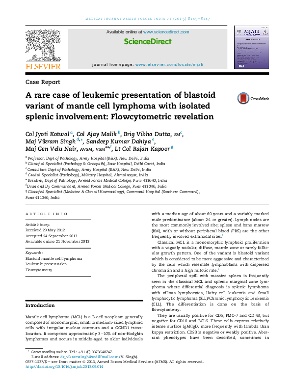 (PDF) A rare case of leukemic presentation of blastoid variant of ...