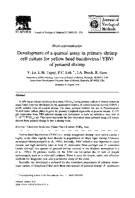 (PDF) Development of a quantal assay in primary shrimp cell culture for ...