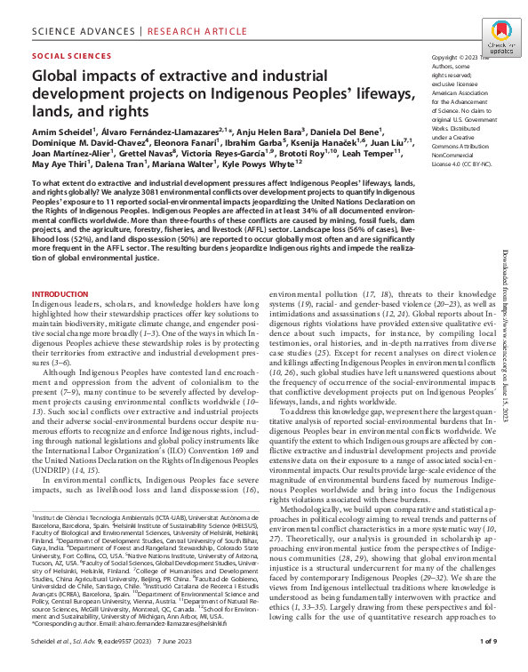 (PDF) Global impacts of extractive and industrial development projects ...