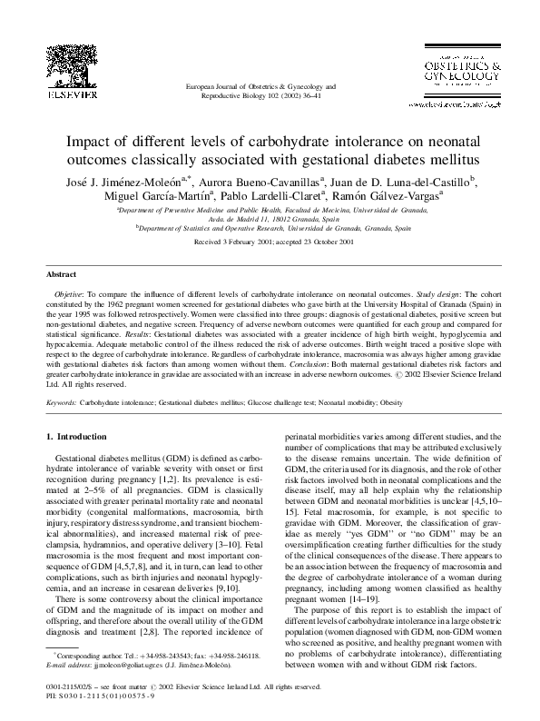 (PDF) Impact of different levels of carbohydrate intolerance on ...