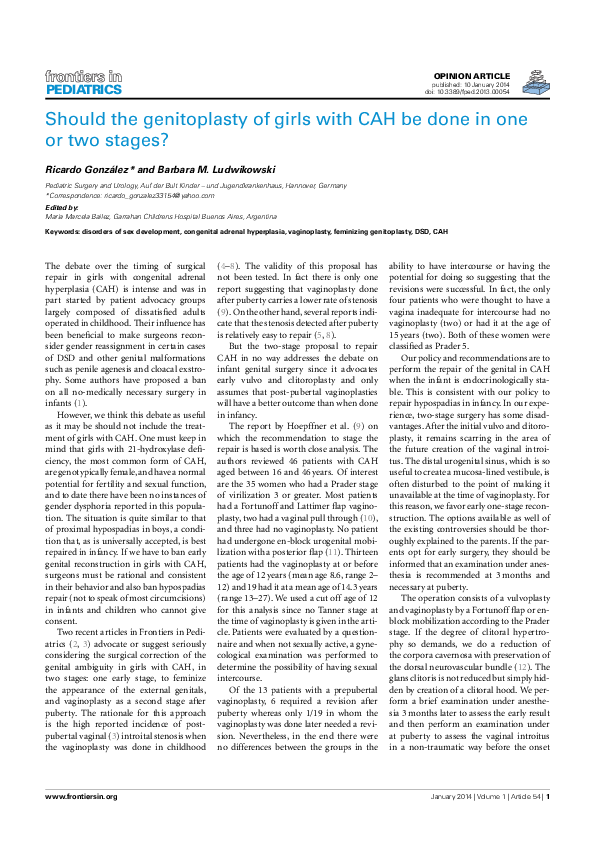 (PDF) Should the Genitoplasty of Girls with CAH be Done in One or Two ...
