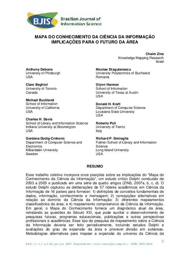 (PDF) Knowledge map of Information Science