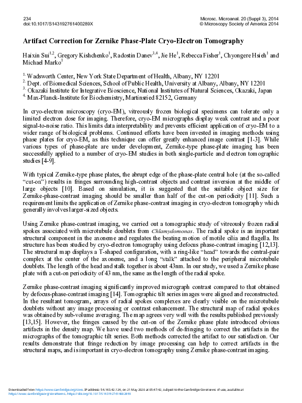 (PDF) Artifact Correction for Zernike Phase-Plate Cryo-Electron ...
