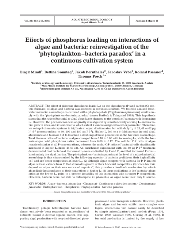 (PDF) Aquatic Microbial Ecology 38:203