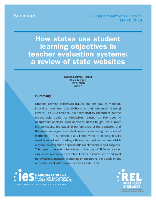(PDF) How States Use Student Learning Objectives in Teacher Evaluation ...