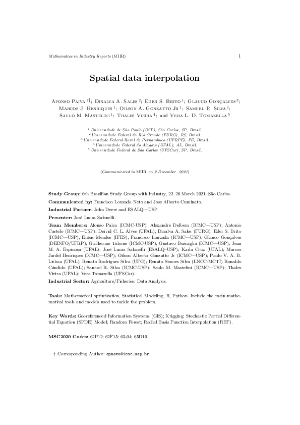 (PDF) Spatial data interpolation (PDF) Spatial data interpolation